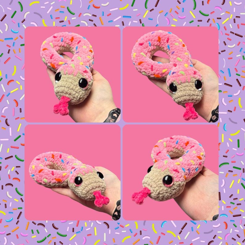 Donut Snake Crochet Pattern | Food Animal | Amigurumi | Crocheted Snake ...