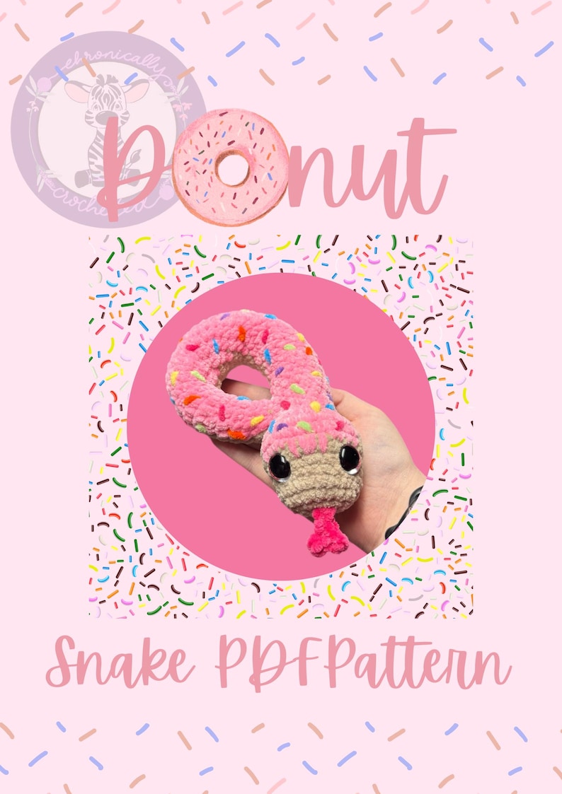 Donut Snake Crochet Pattern | Food Animal | Amigurumi | Crocheted Snake ...