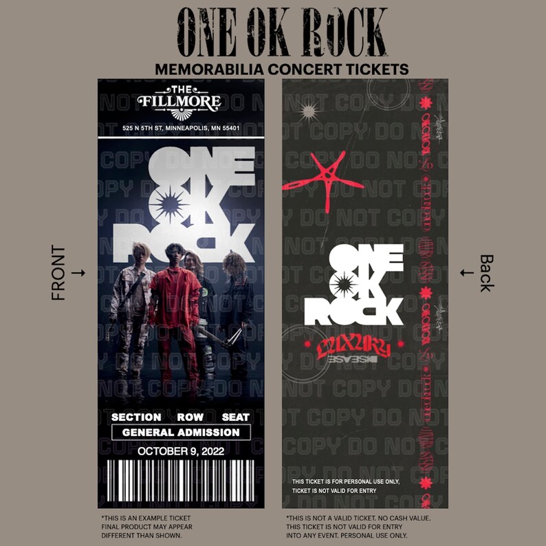 PHYSICAL One Ok Rock Luxury Disease Tour 2022 Custom Souvenir Concert ...