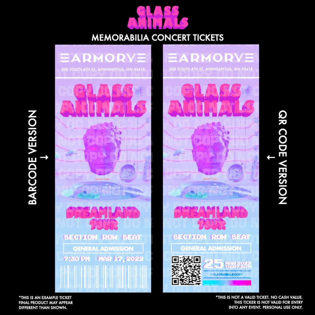 DIGITAL Glass Animals Dreamland Tour Custom Souvenir Concert Ticket - Etsy