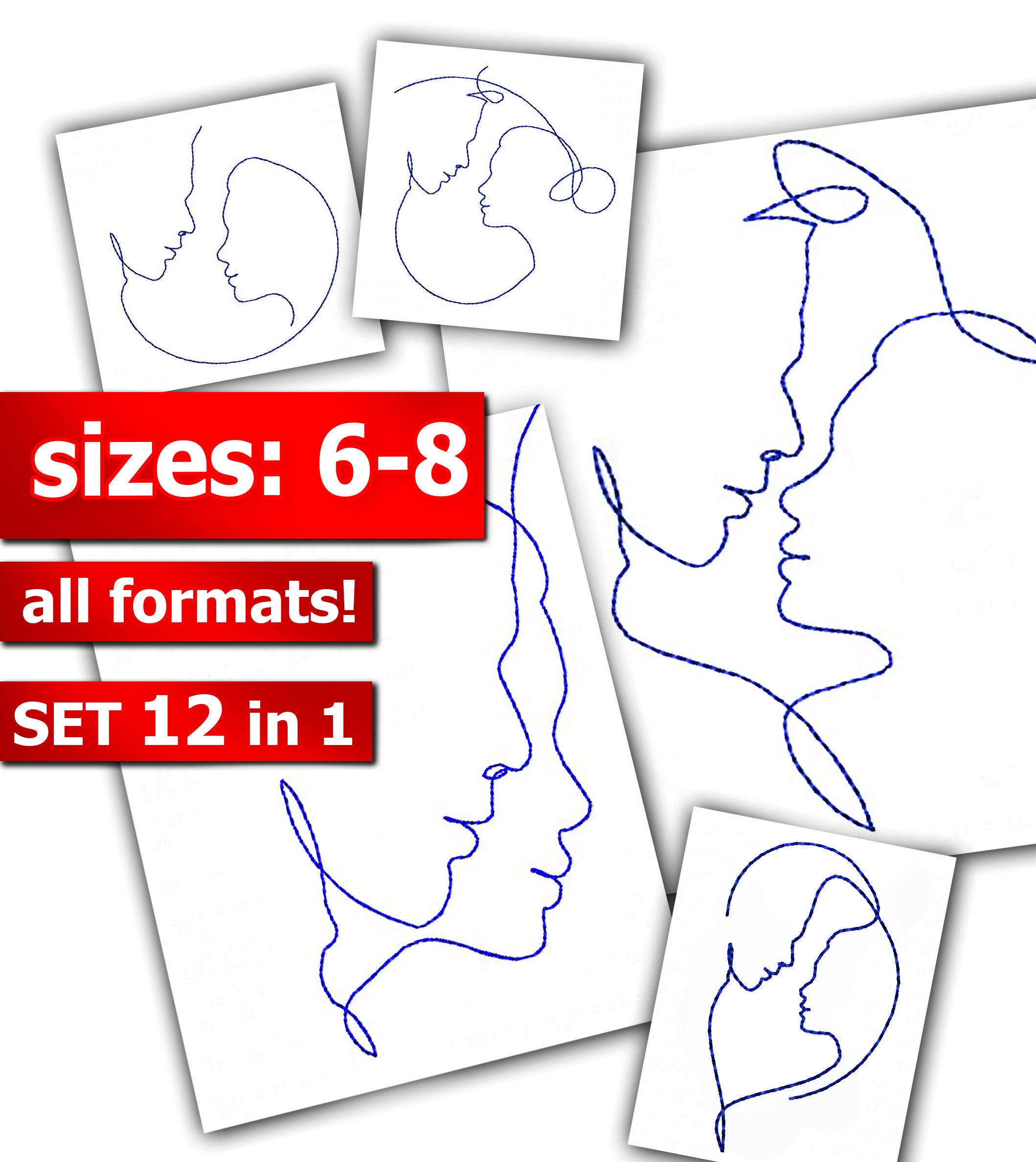 Tenderness Machine Embroidery Design LOVERS 8 Sizes. One Line ...