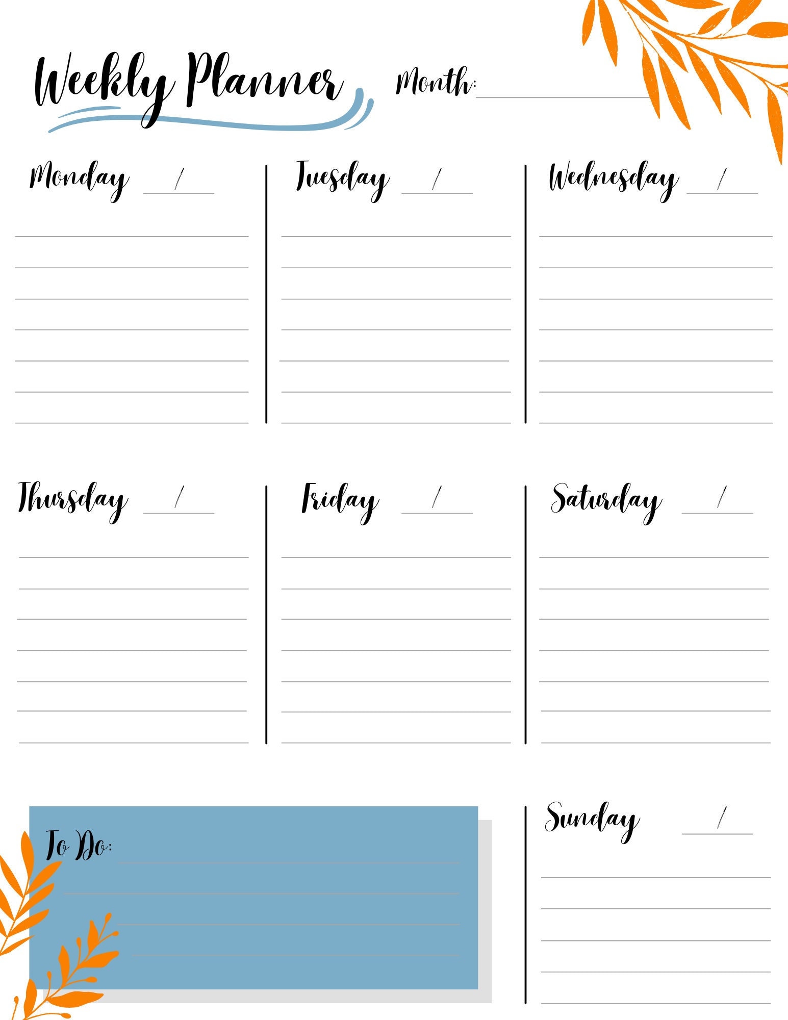 Weekly Planner Digital Download - Etsy