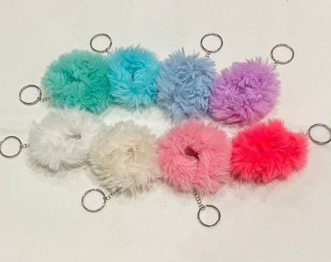 Faux Fur Wristlet Keychain Fob Fuzzy Wrist Keychain Faux Fur Keychain ...