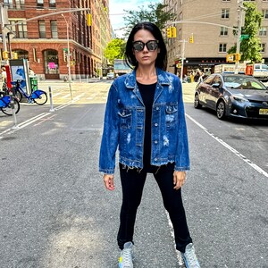 Upcycled Distressed Jean Jacket | Led Zeppelin Denim Rework | One of a ...