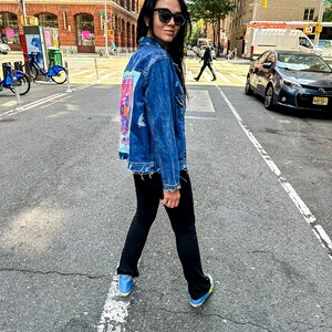 Upcycled Distressed Jean Jacket | Led Zeppelin Denim Rework | One of a ...