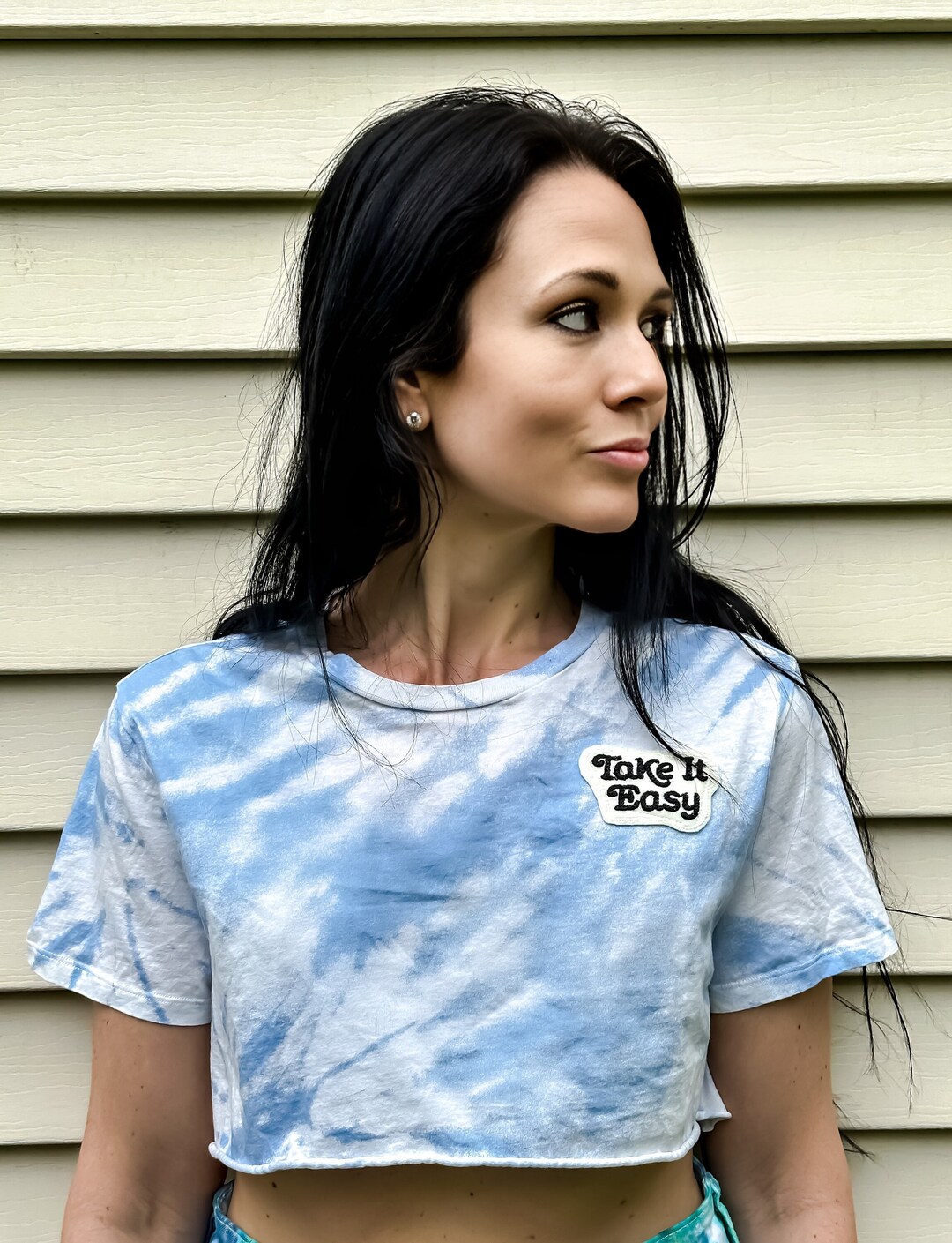 Upcycled Tie Dye Micro-crop Top | 'take It Easy' Patch | Boho Chic ...