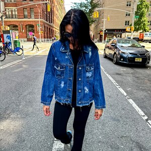 Upcycled Distressed Jean Jacket | Led Zeppelin Denim Rework | One of a ...