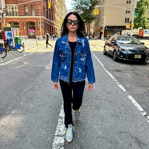 Upcycled Distressed Jean Jacket | Led Zeppelin Denim Rework | One of a ...