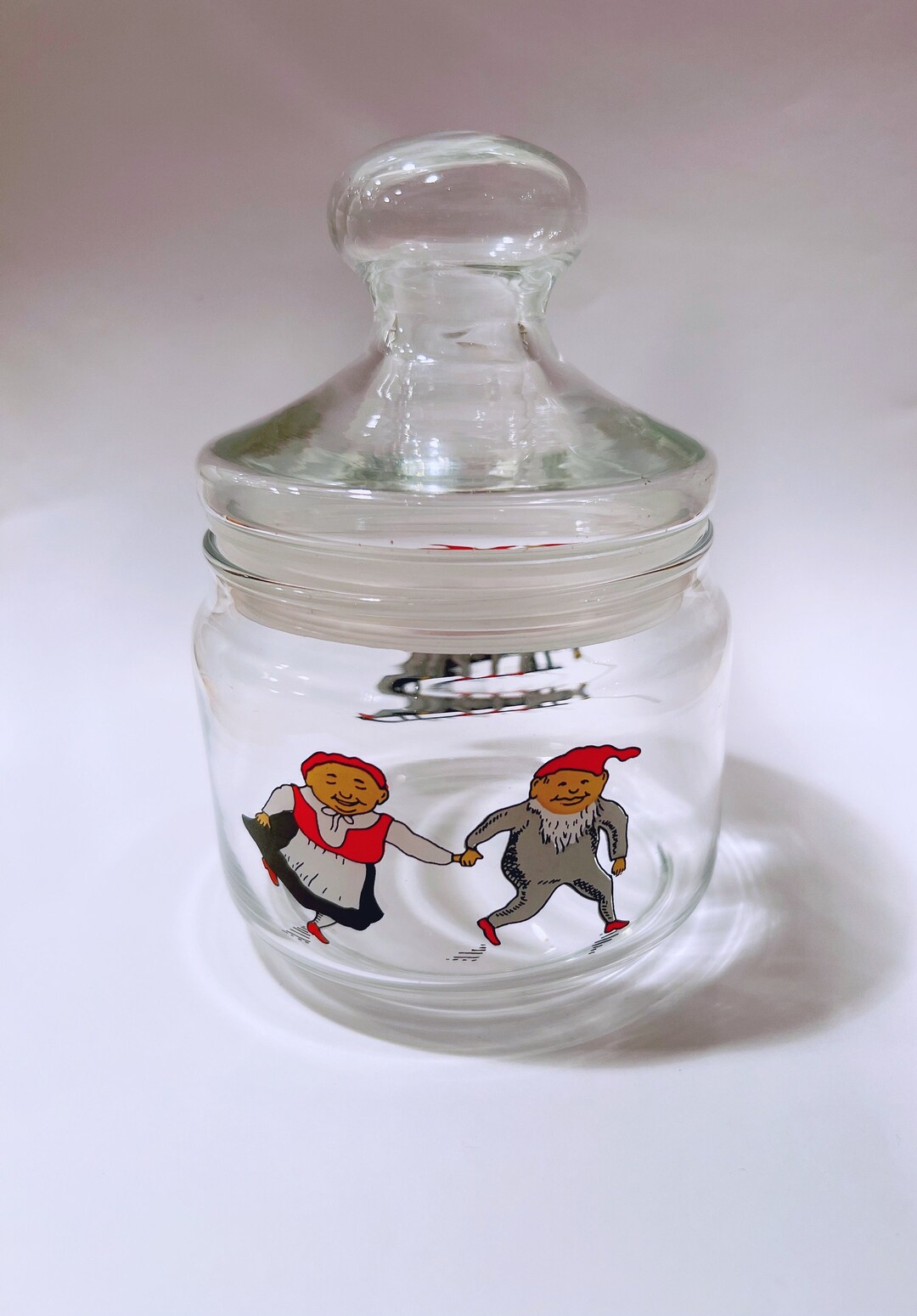 Vintage NISSE Candy/ Snack Jar, Norwegian Porsgrund Glass Sugar Box ...