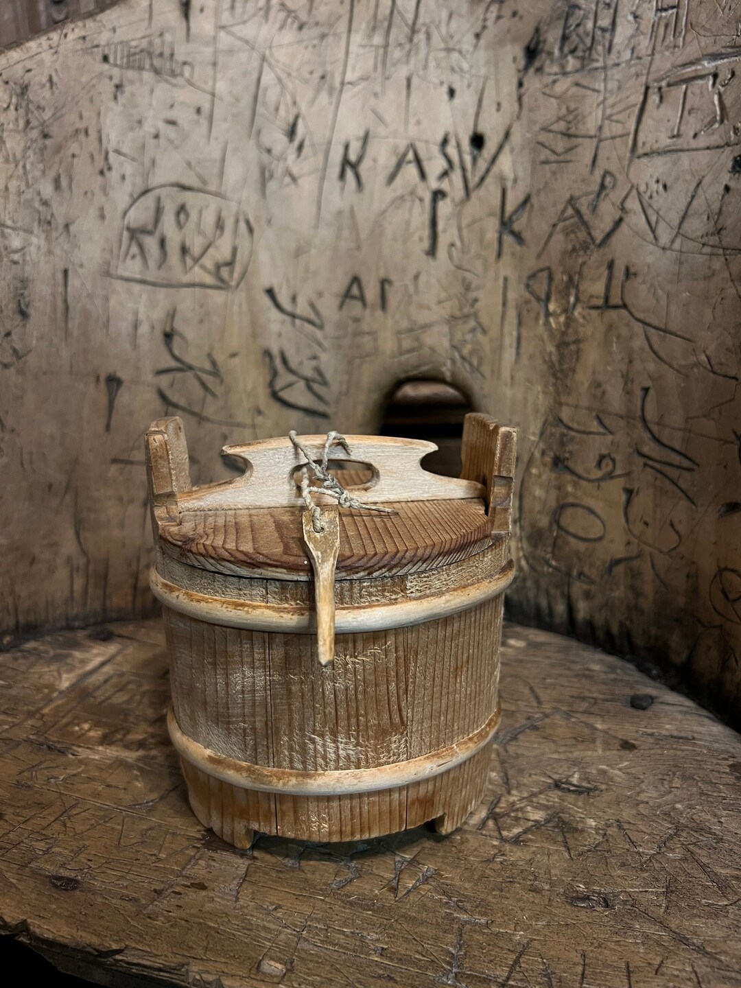 Antique RUSTIC Butter Bucket / Amber/tine Box From Norway, Norwegian ...