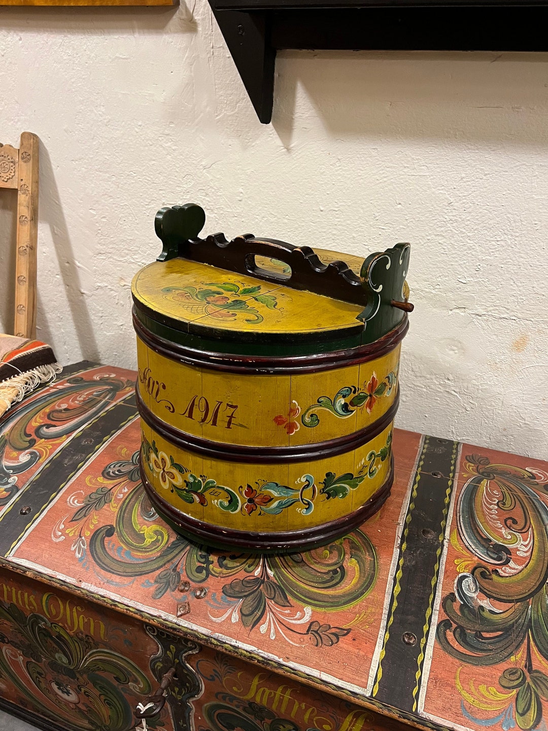 106 Years Old Antique Groat/porridge Amber/tine Box From Norway ...