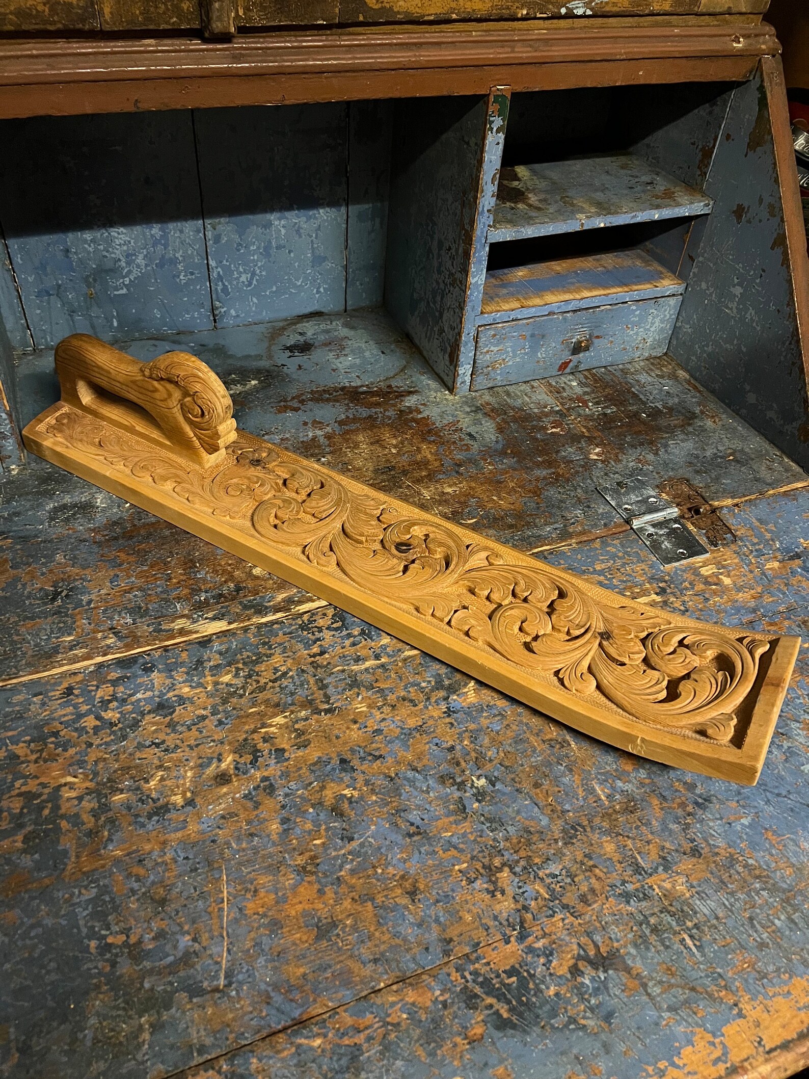 1950s UNIQUE Norwegian Mangle Board With Stunning Detailed Carving ...