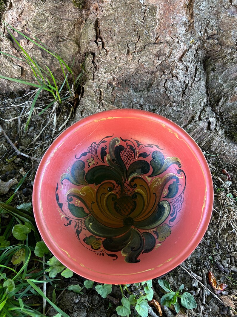 1940/50s Norwegian Rosemaling Bowl/candy Bowl, Handpainted Folkart Folk ...