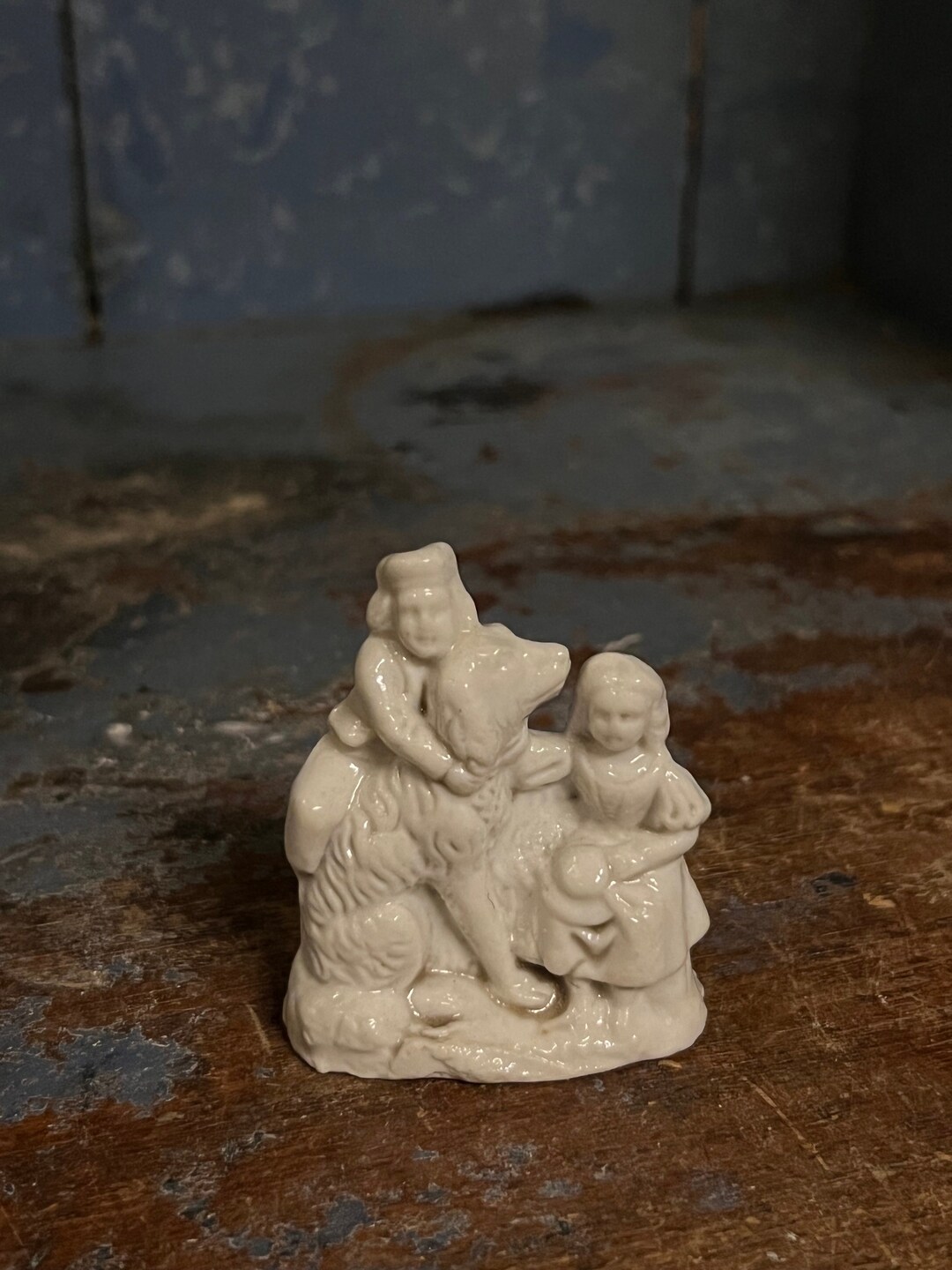 1800s Antique Mini Figurine, Porcelain Group, Sculpture "friends ...