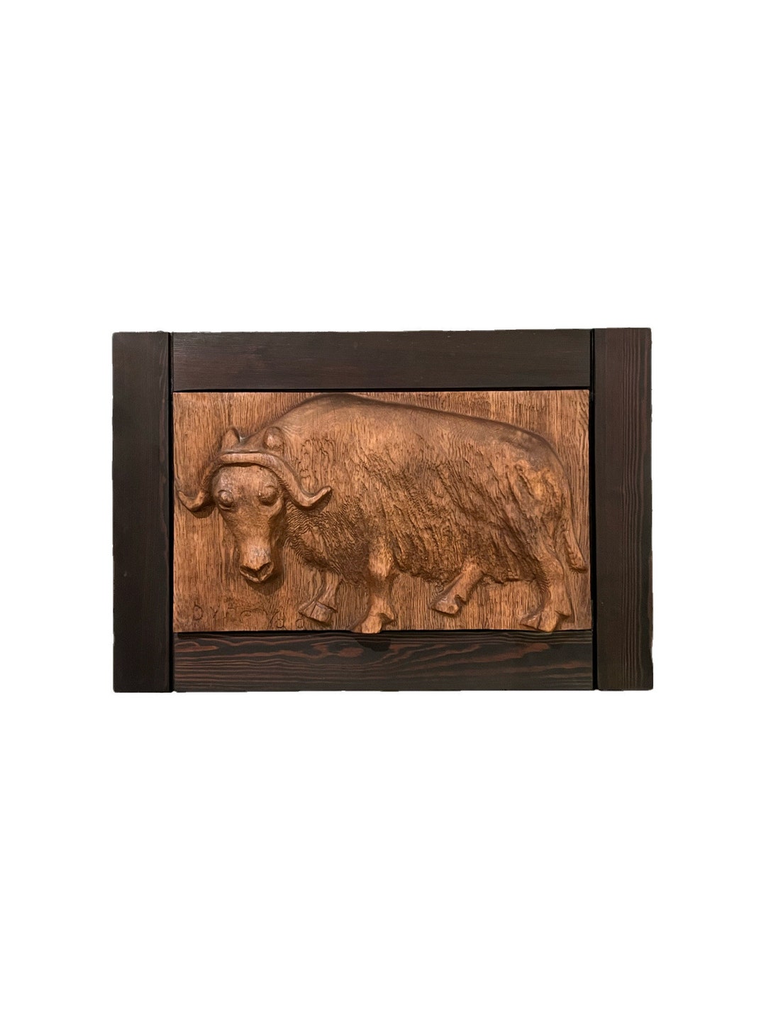 Norwegian Relief Wooden Sculpture "muskox" by Dyre Vaa (1903–1980) and ...