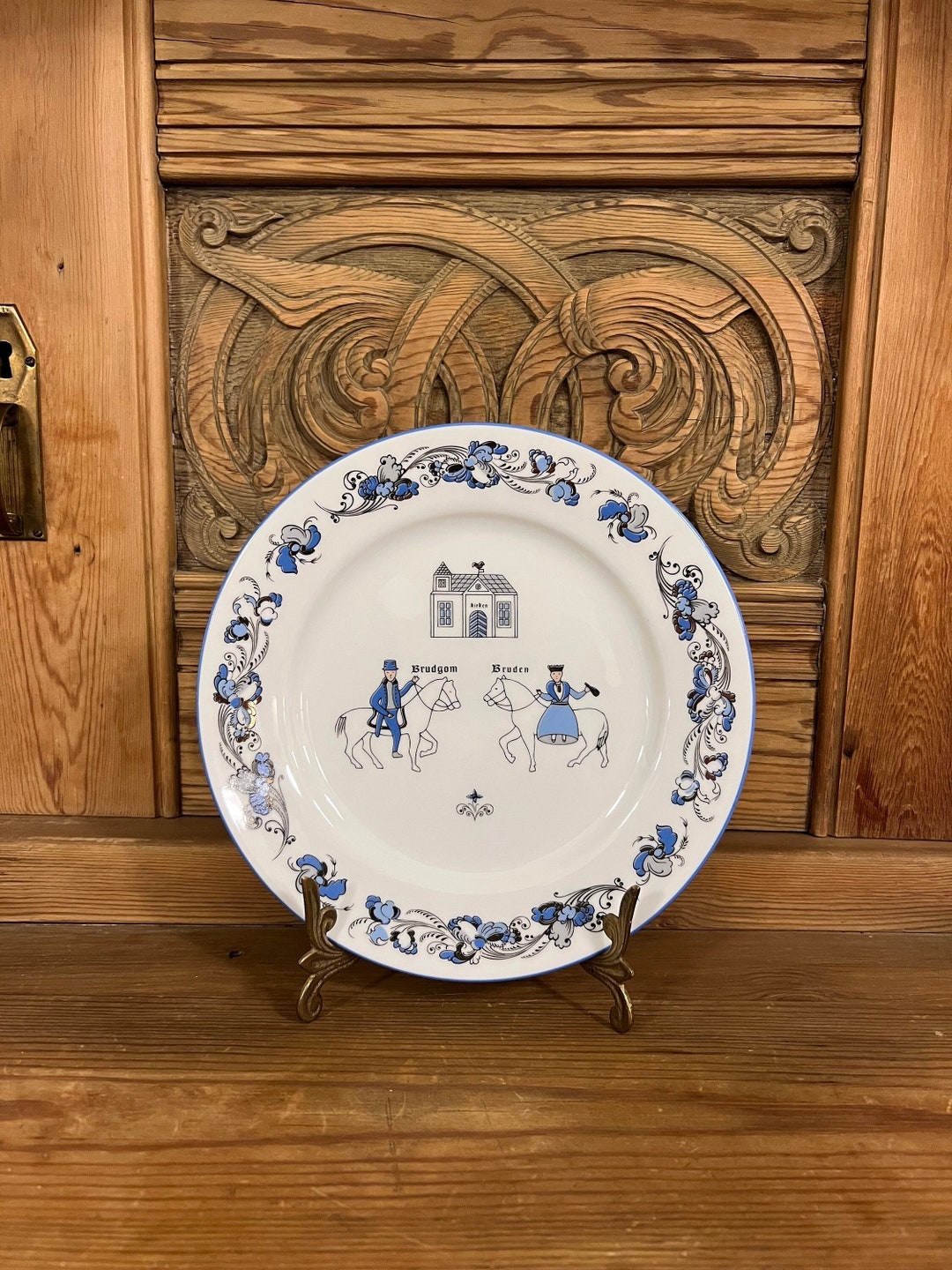 Wedding Gift-norwegian Nordic Pattern Plate, RARE SCENE, Traditional ...