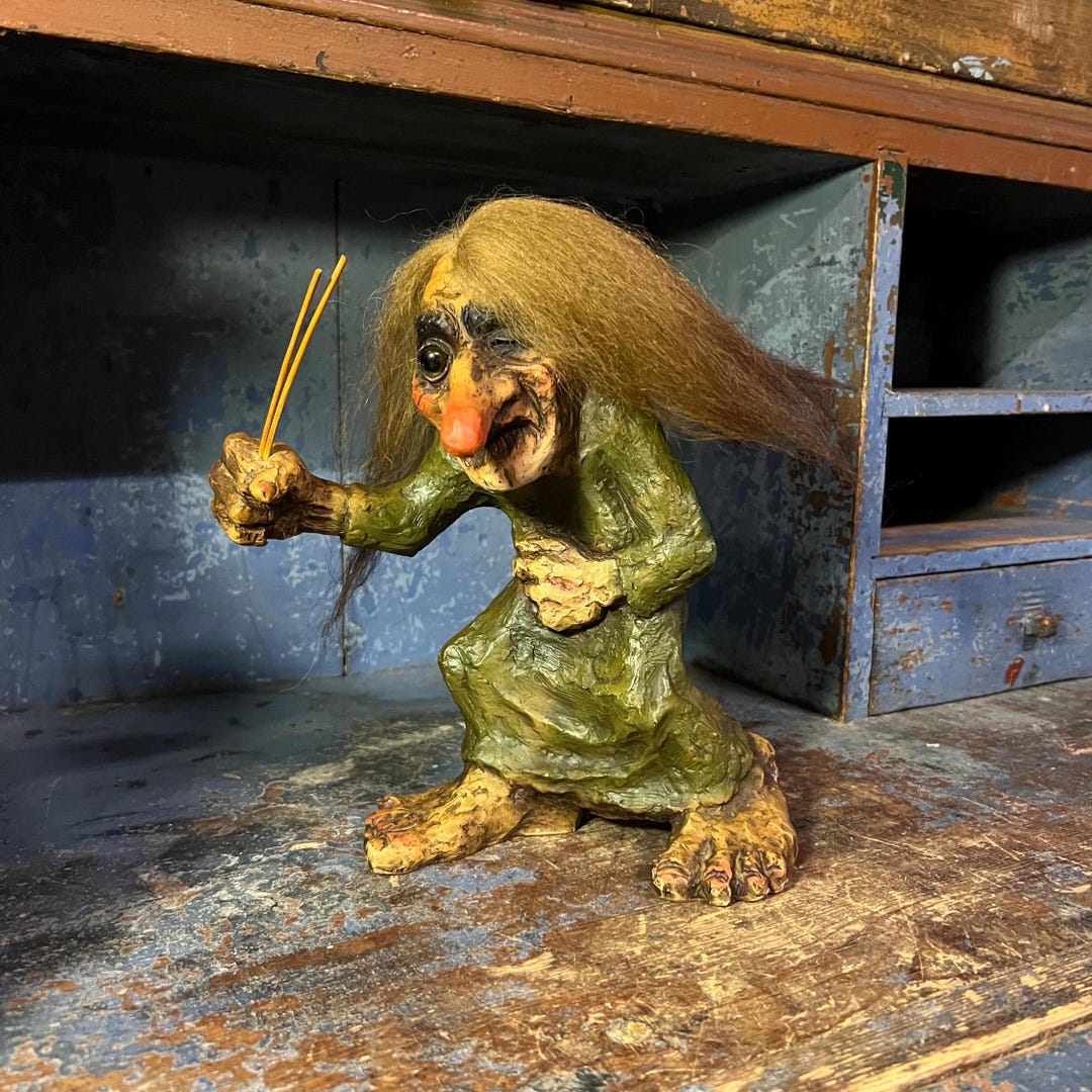 25cm LARGE Vintage NYFORM "angry Old Troll Mother" Handmade, Nordic ...