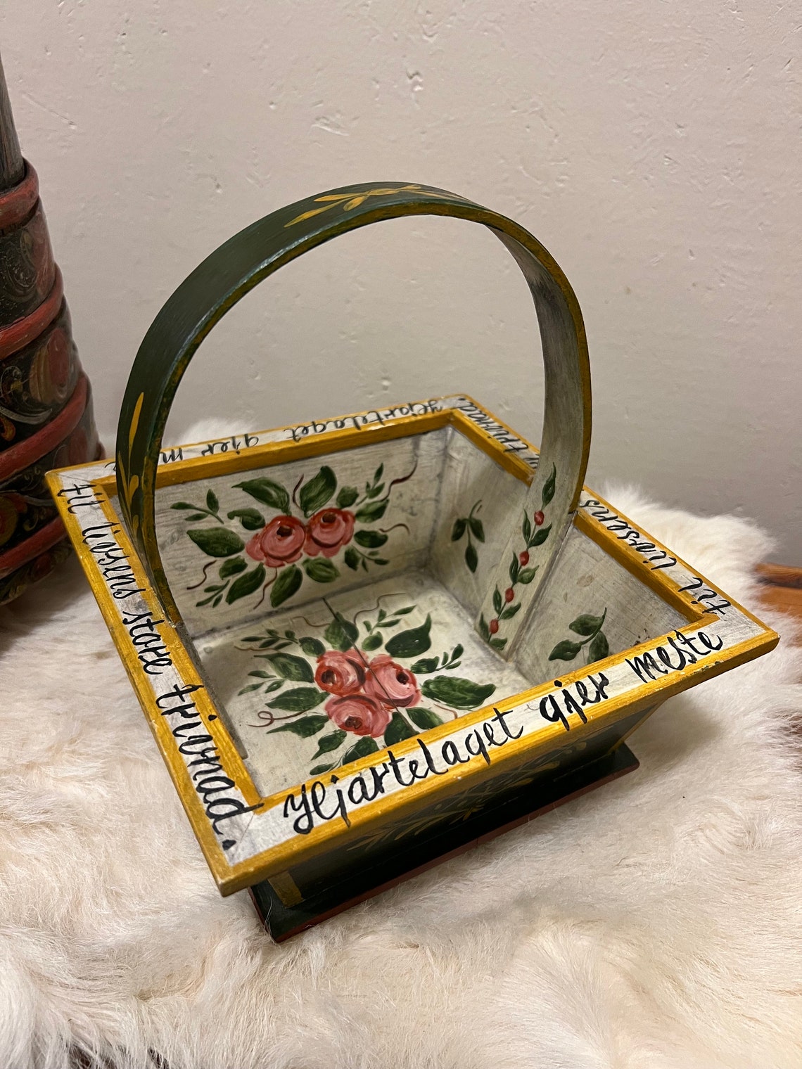 Vintage Handcrafted RUSTIC Basket With Beautiful Patina, Country ...