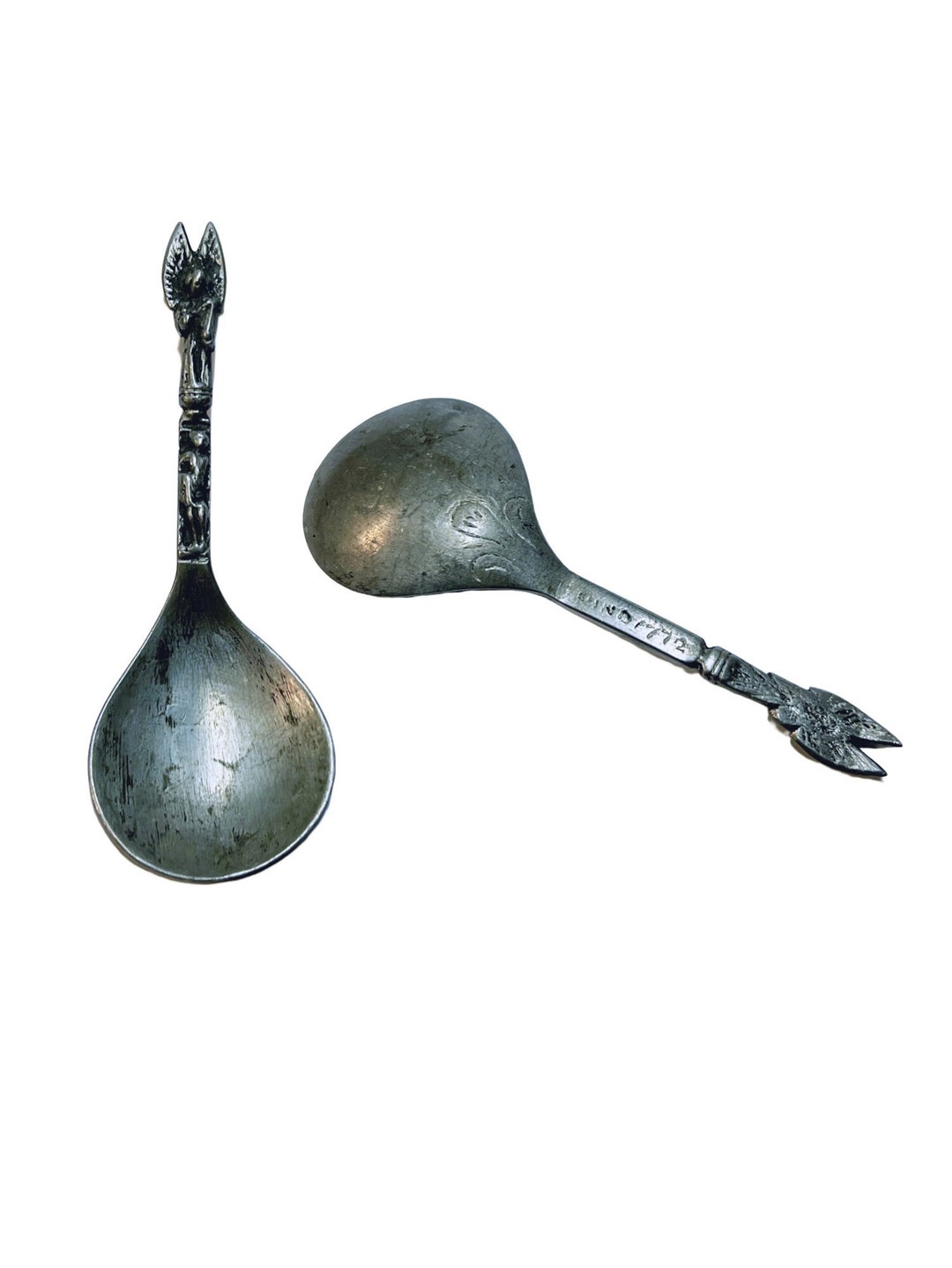 Rare "anno 1772" Antique Norwegian Baroque Style Pewter/tin Spoon With ...