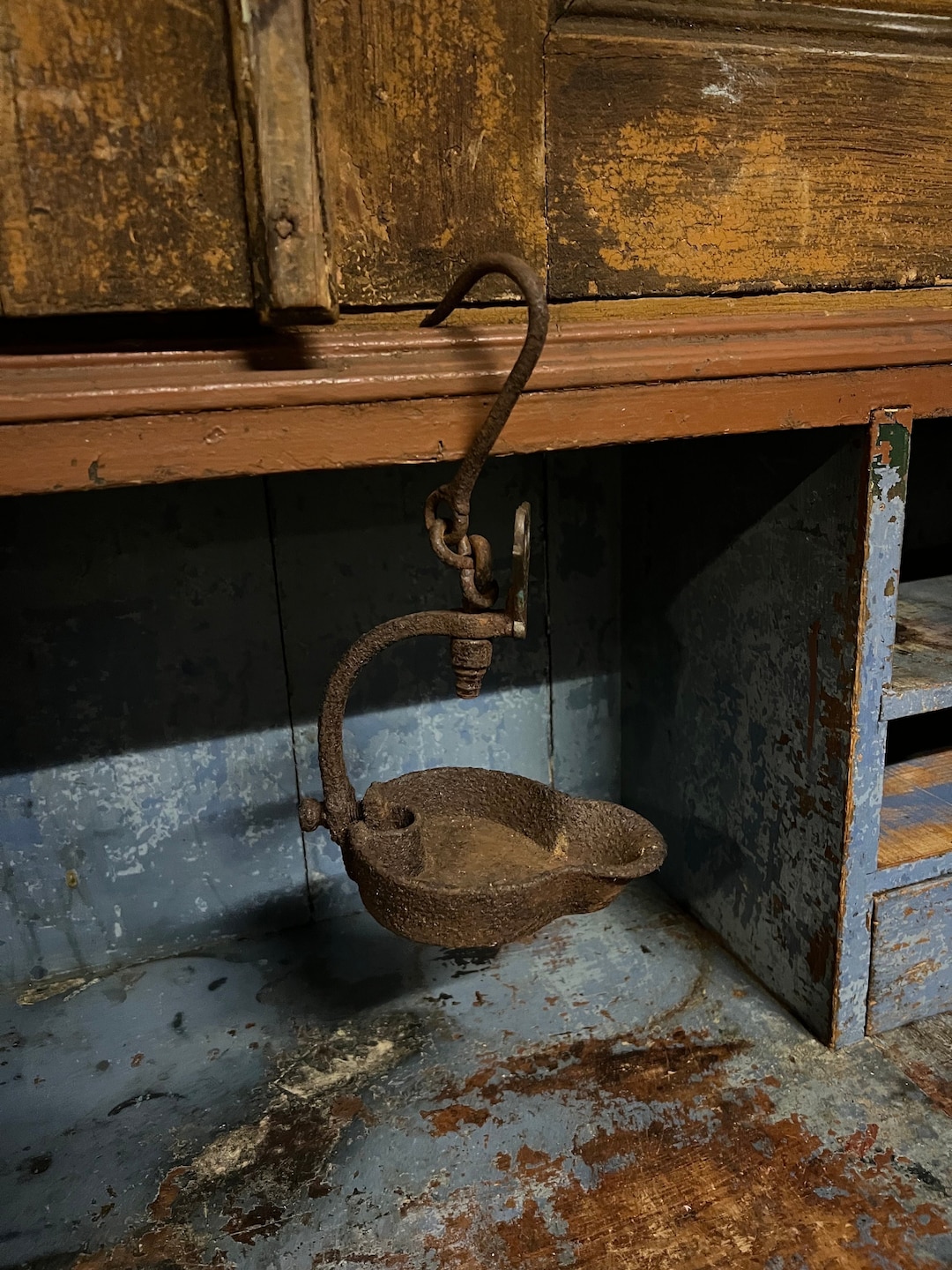 17/1800s RUSTIC Oil Lamp, Primitive Norwegian Antique Hanging Lamp ...