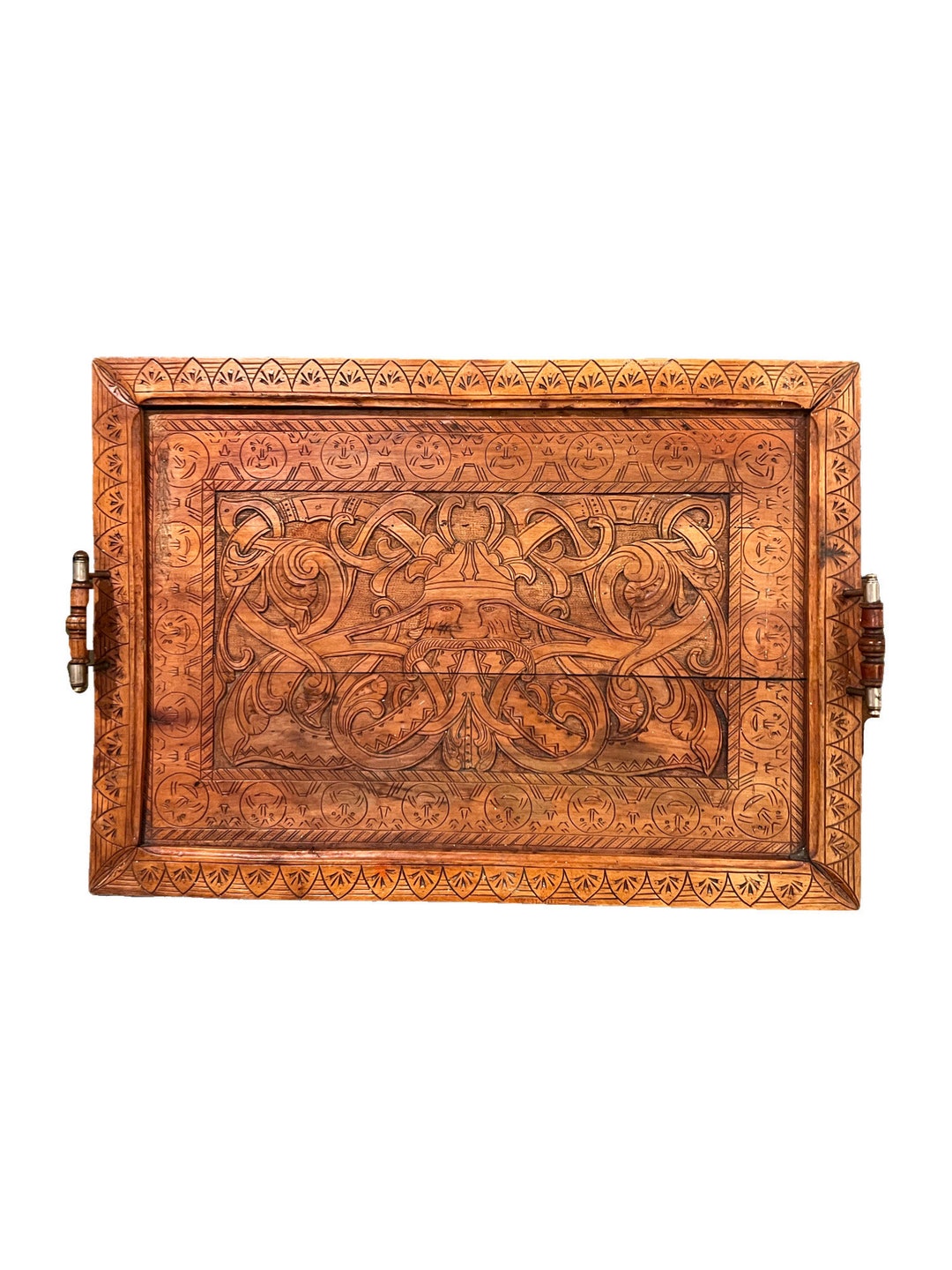 1800s Norwegian VIKING Serving Tray With Handles/dragon Style Hand ...