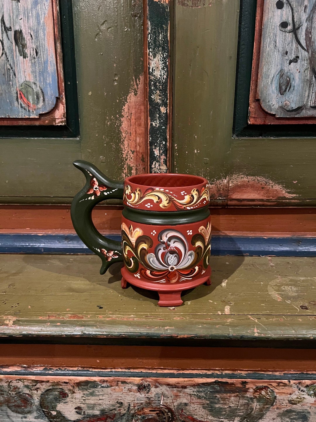 Vintage Norwegian Rosemaling Jug/tankard Folkart, Telemark, Norway ...