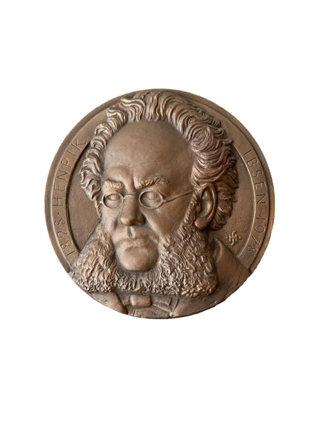 1828-1978 Henrik Ibsen 150 Years Bronze Relief Sculpture, Dia 29cm ...