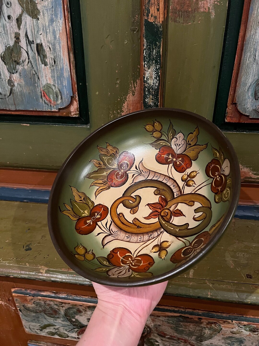 1980s Vintage Norwegian Rosemaling Beer Bowl, Fruit Bowl, Table Decor ...