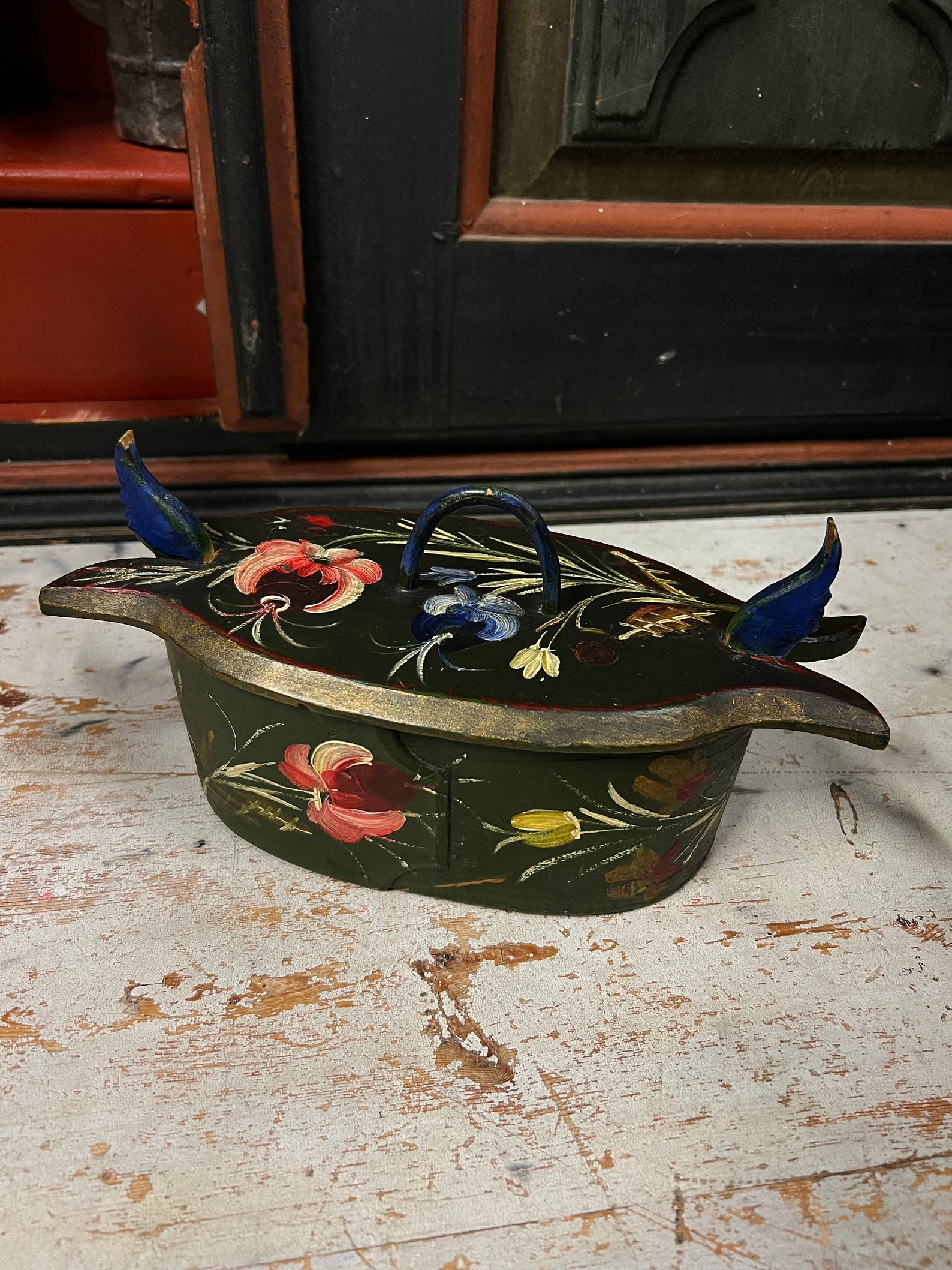 Antique 1890s' Norwegian Rosemaling Tine Box Folkart Folk Art From ...