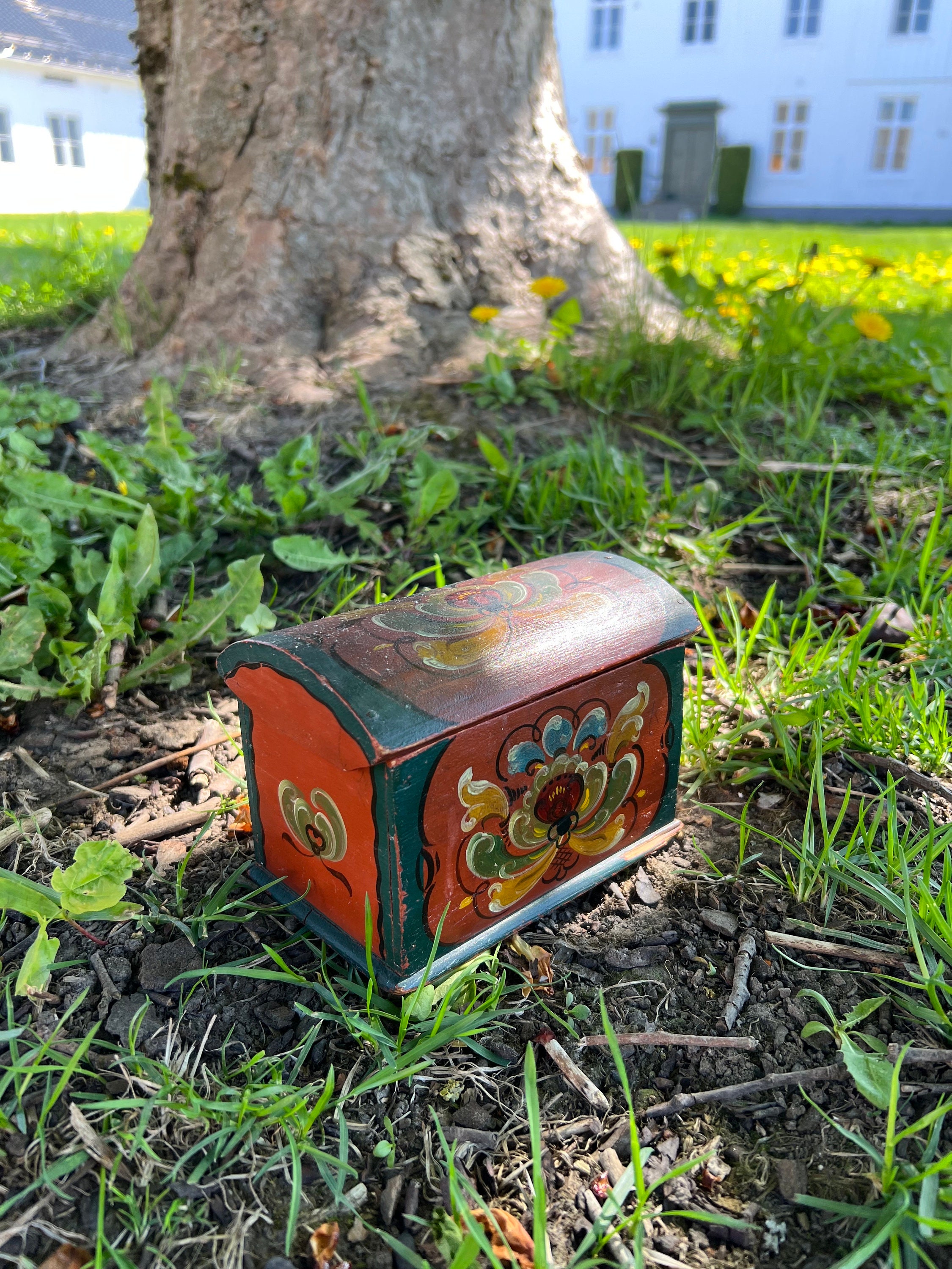 1910/20s' Vintage Norwegian Rosemaling Chest/tine Box minne Fra ...