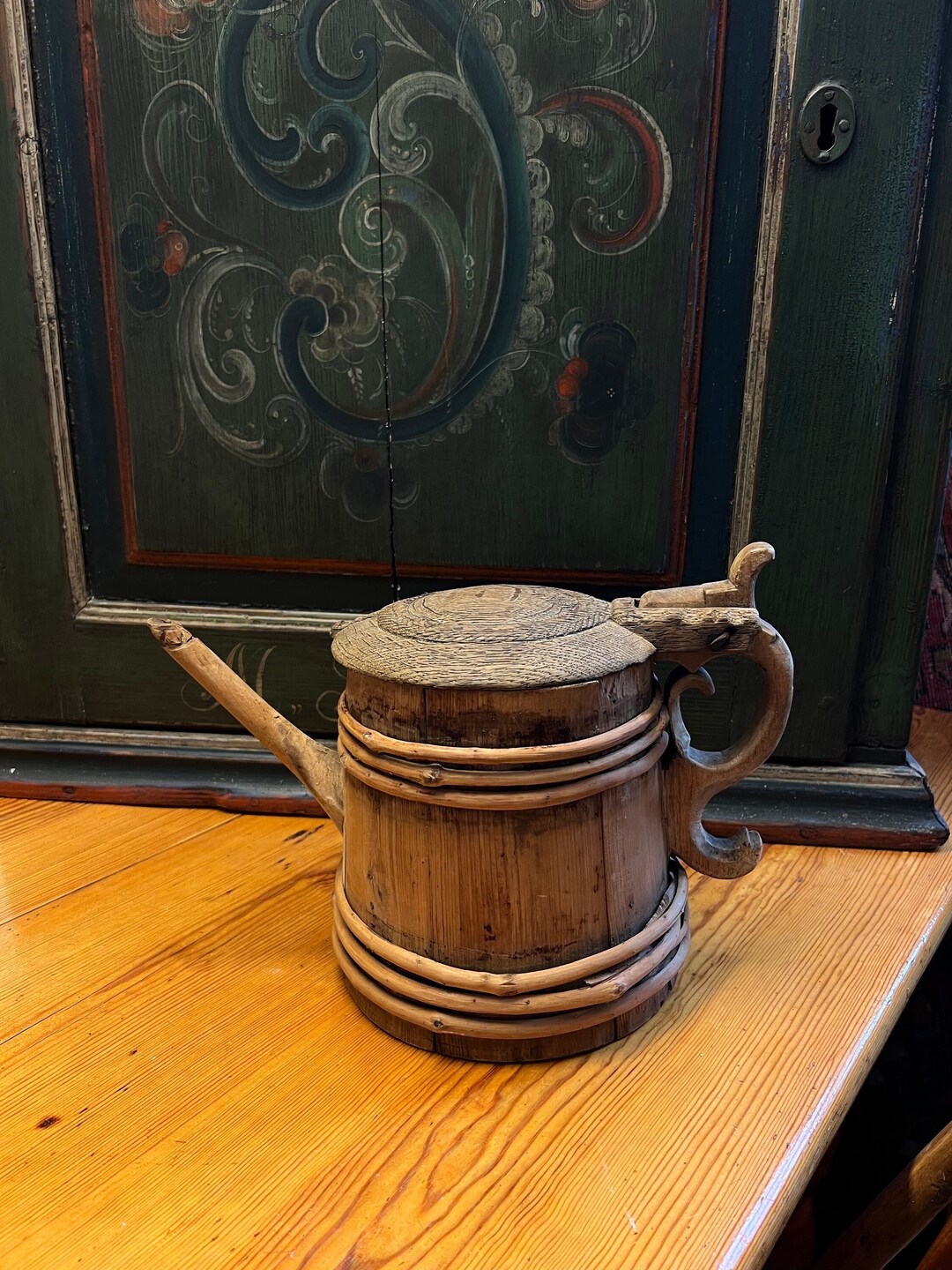 17/1800s' Antique Spout Jug, Pipe Jug/ Tankard for Beer, Norwegian ...