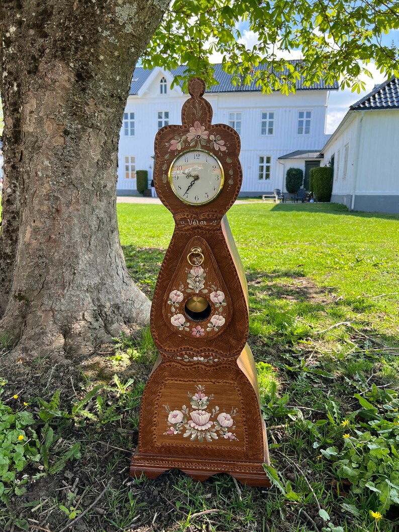 Ca.1970s Norwegian/scandinavian Rosemaling Clock/table Clock, Antique ...
