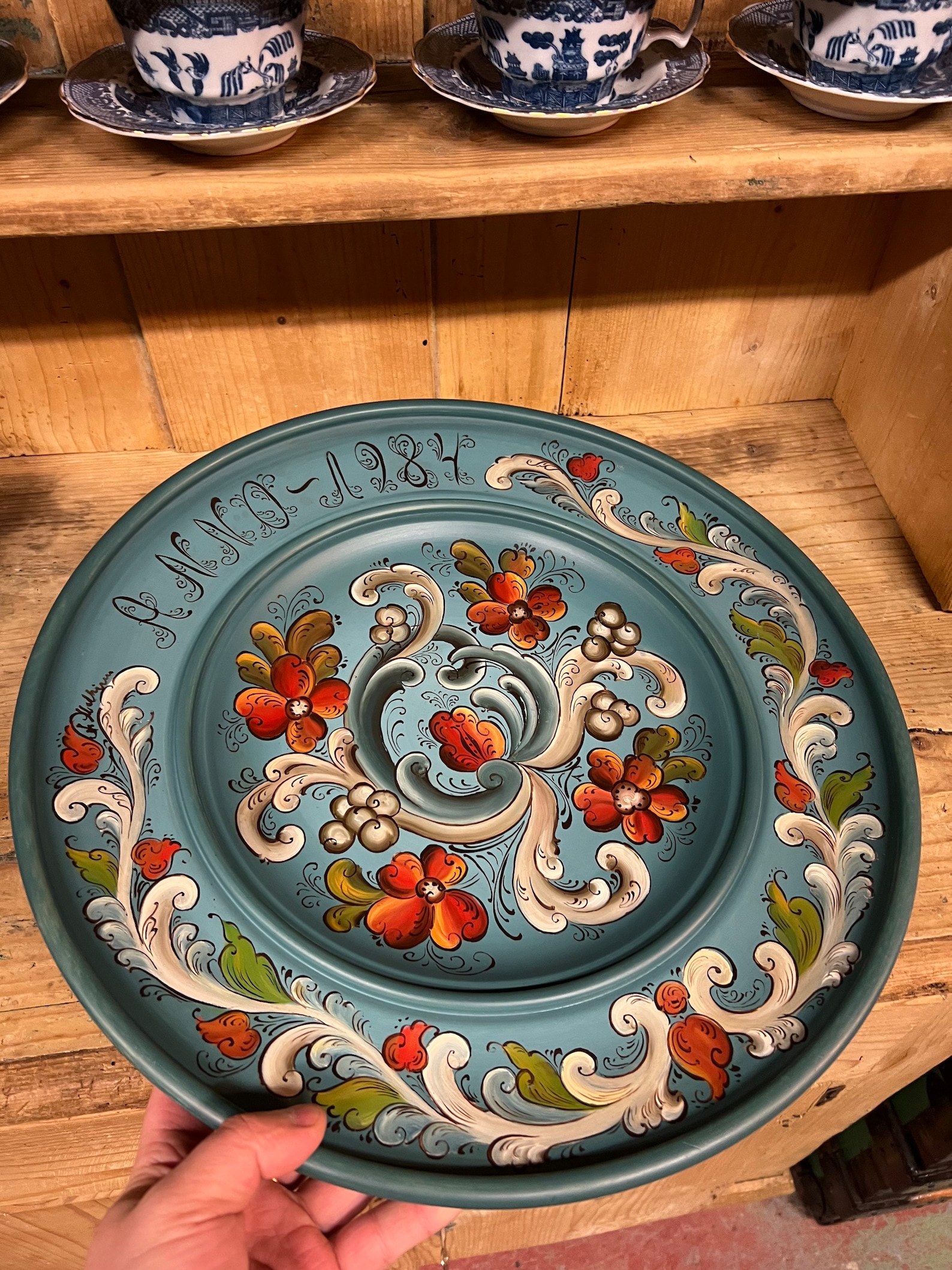 Large 43cm Telemark Rosemaling Wall Plate/ Wall Decor Signed Folkart ...