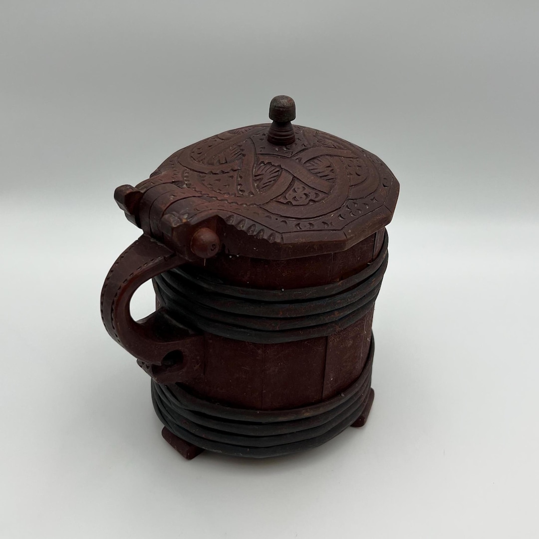 16/1700s' Antique Butter Bucket / Jug / Tankard, Scandinavian Folk Art ...