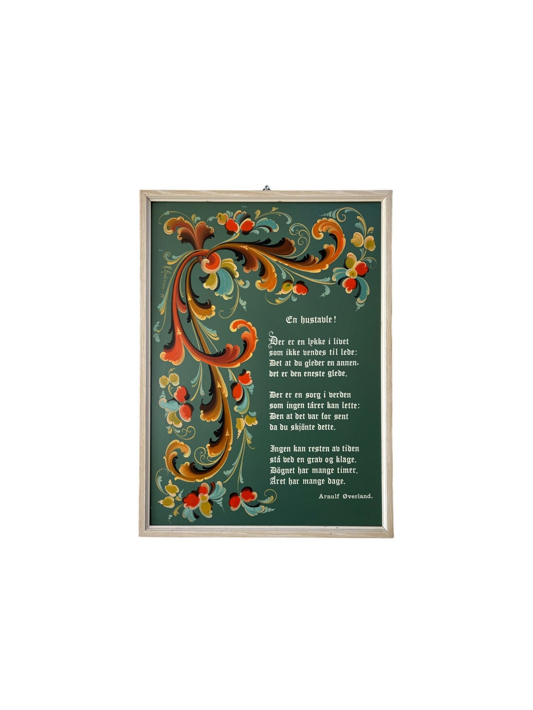 Dated 1974 Norwegian Rosemaling Wall Decor/hanging of "en Hustavle"by ...