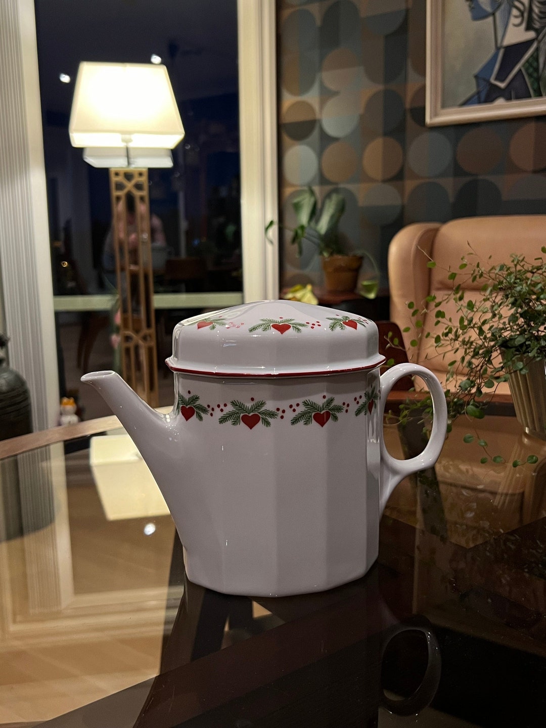 RARE Porsgrund 'hearts & Pines' Norwegian Design Coffee Pot /teapot ...