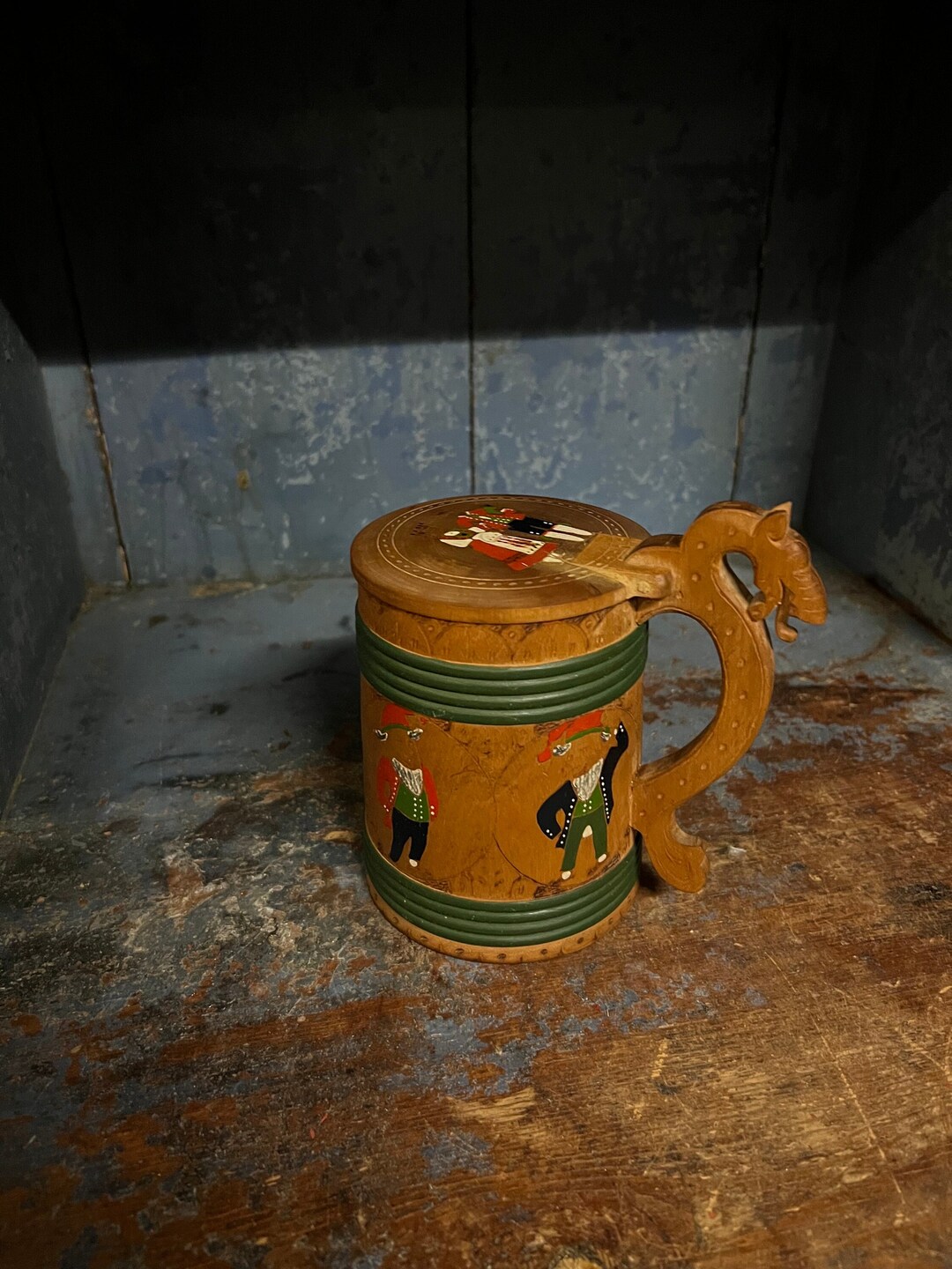 1914 Antique Norwegian Jug / Tankard With Dragon Handle, Detailed ...