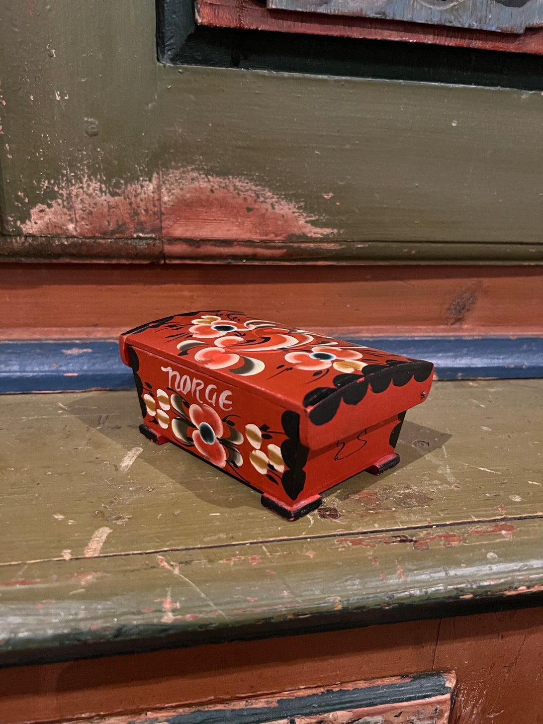 Vintage "norge" Rosemaling Chest/box, Folkart Folk Art From Norway ...