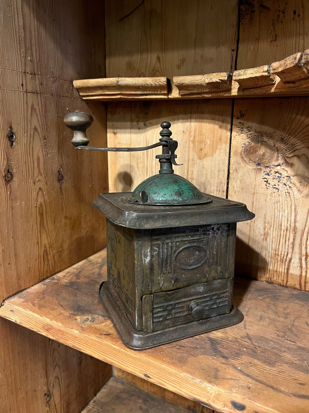 1890s' RUSTIC Antique Coffee Grinder From Norway, Norwegian/scandinavian Jugend/art Nouveau ...