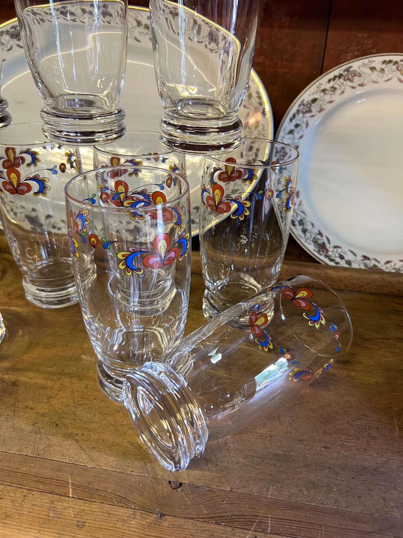 RARE 11 Pc "farmers Rose" Drinking Glass / Milk / Beer Glass Norwegian ...