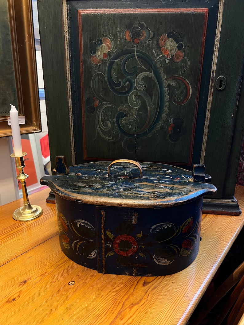 1800s Important Norwegian Tine Box With Original Rosemaling - Etsy