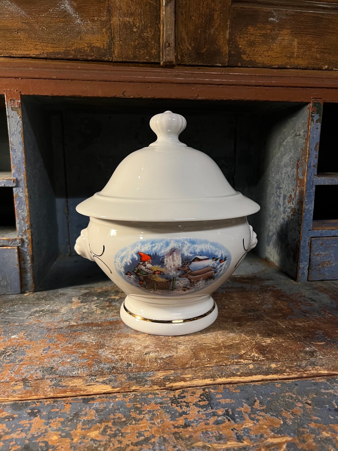 LARGE Vintage Porsgrund Norwegian Design Punch Bowl / Tureen / Porridge ...