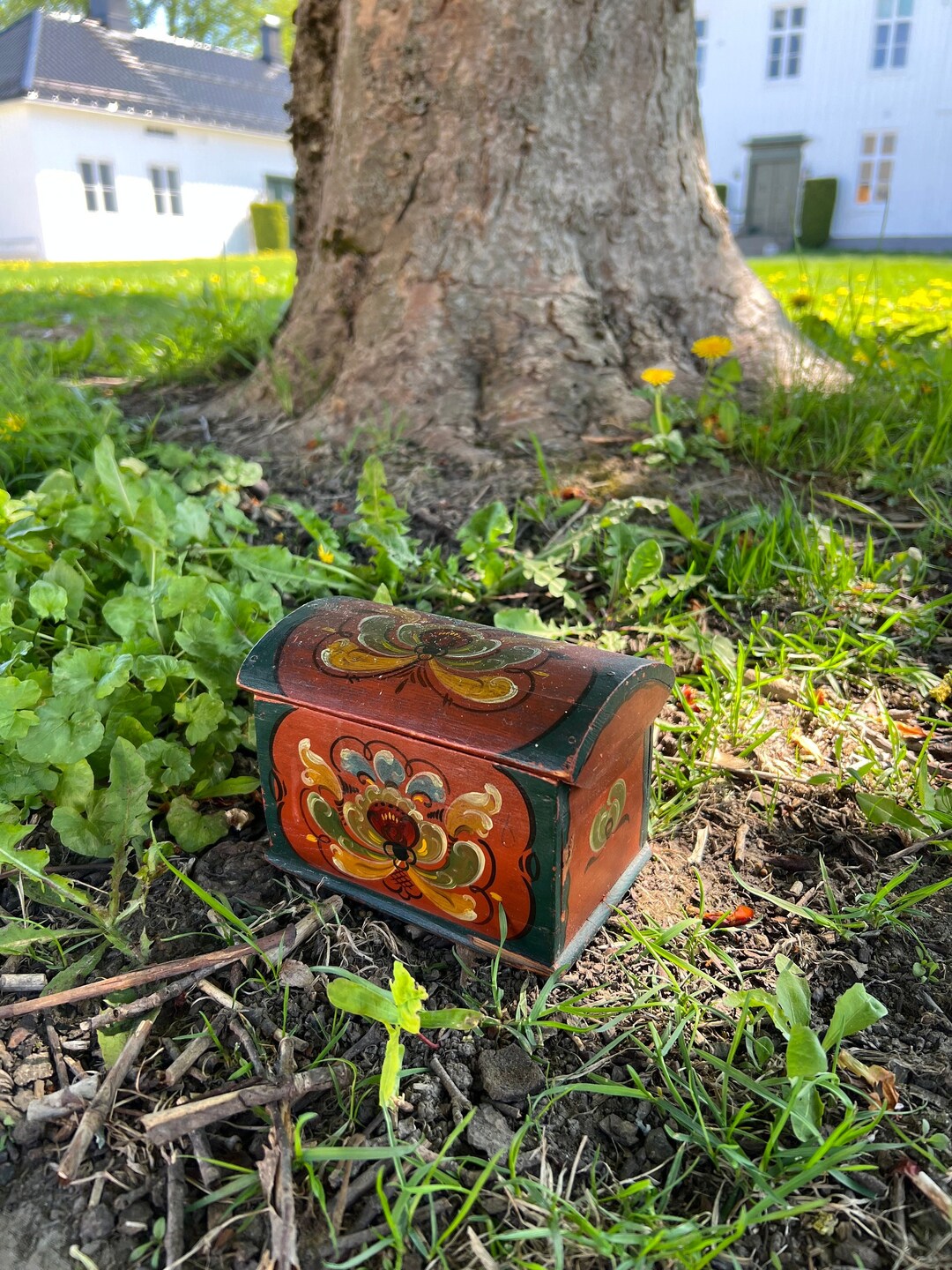 1910/20s' Vintage Norwegian Rosemaling Chest/tine Box "minne Fra ...