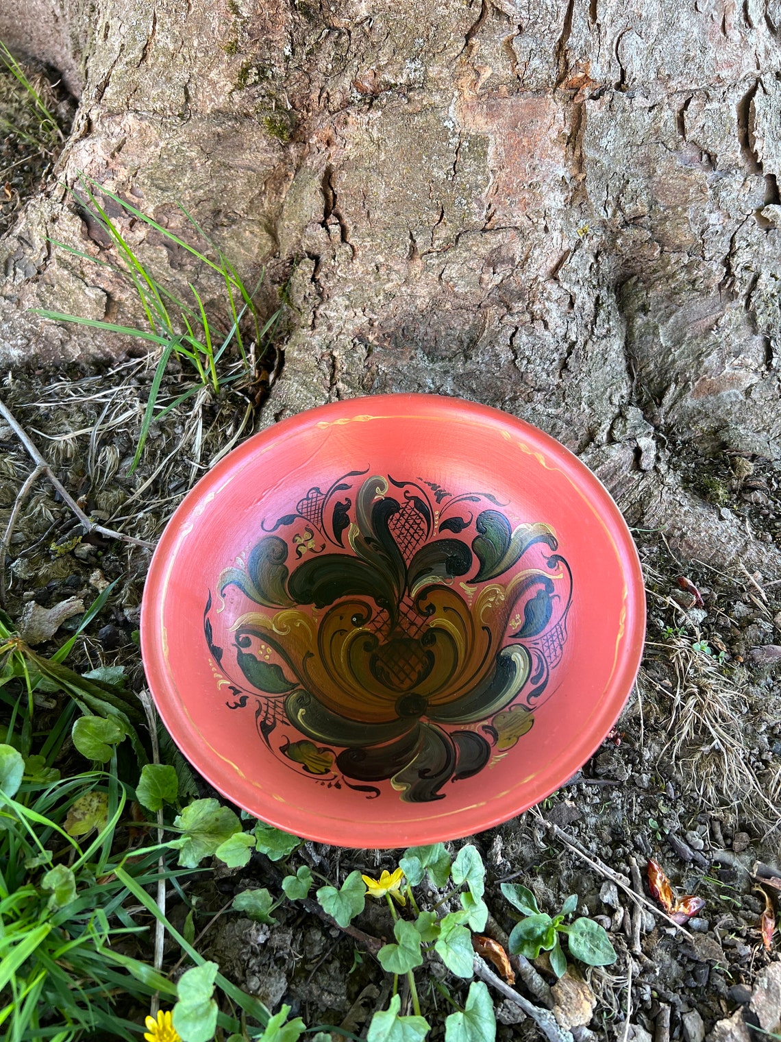 1940/50s Norwegian Rosemaling Bowl/candy Bowl, Handpainted Folkart Folk ...