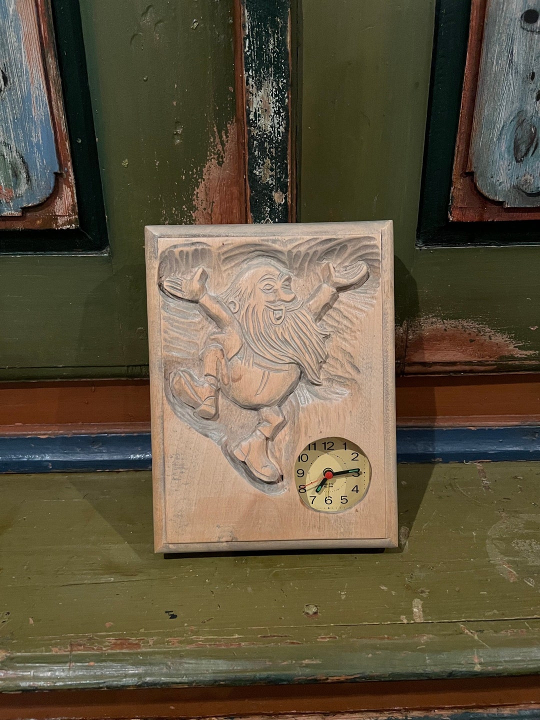 1998 UNIQUE Troll Motif Handcrafted Wall Clock From Telemark, Norwegian ...