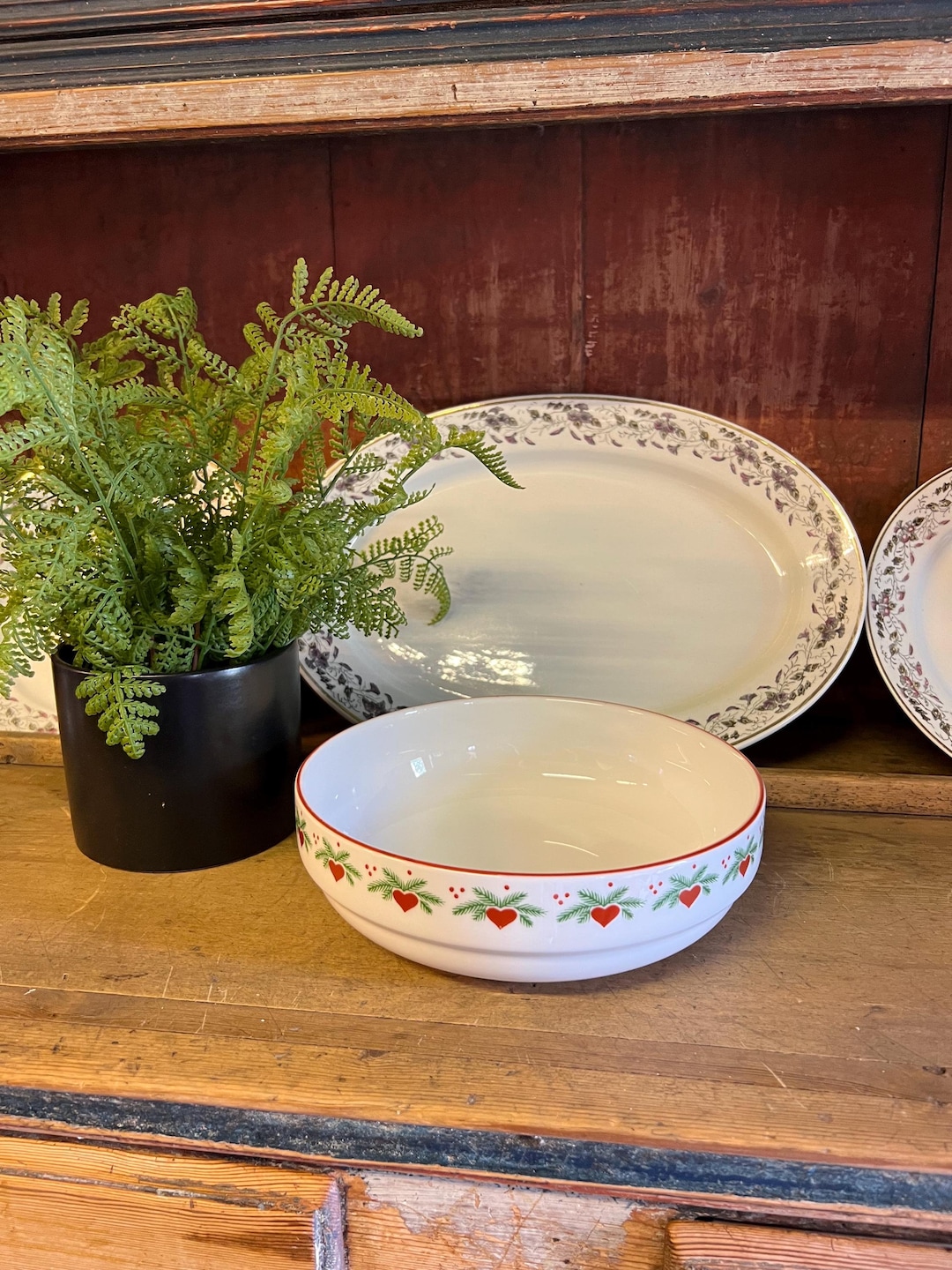 1992 Dia. 20.5cm Porsgrund 'hearts & Pines' Norwegian Design Serving ...