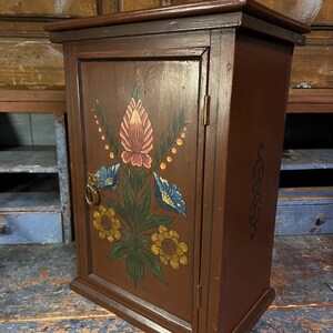 Antique Rosemaling Hanging Cabinet in Pinewood, Scandinavian Antique ...