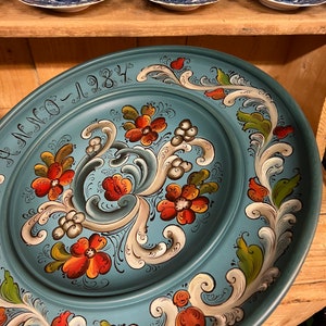 Large 43cm Telemark Rosemaling Wall Plate/ Wall Decor Signed Folkart ...