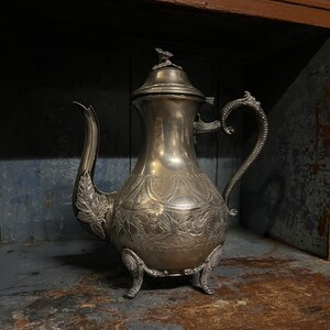 1800s Antique Victorian Style Engraved Coffee Pot / Jug. Collectible ...