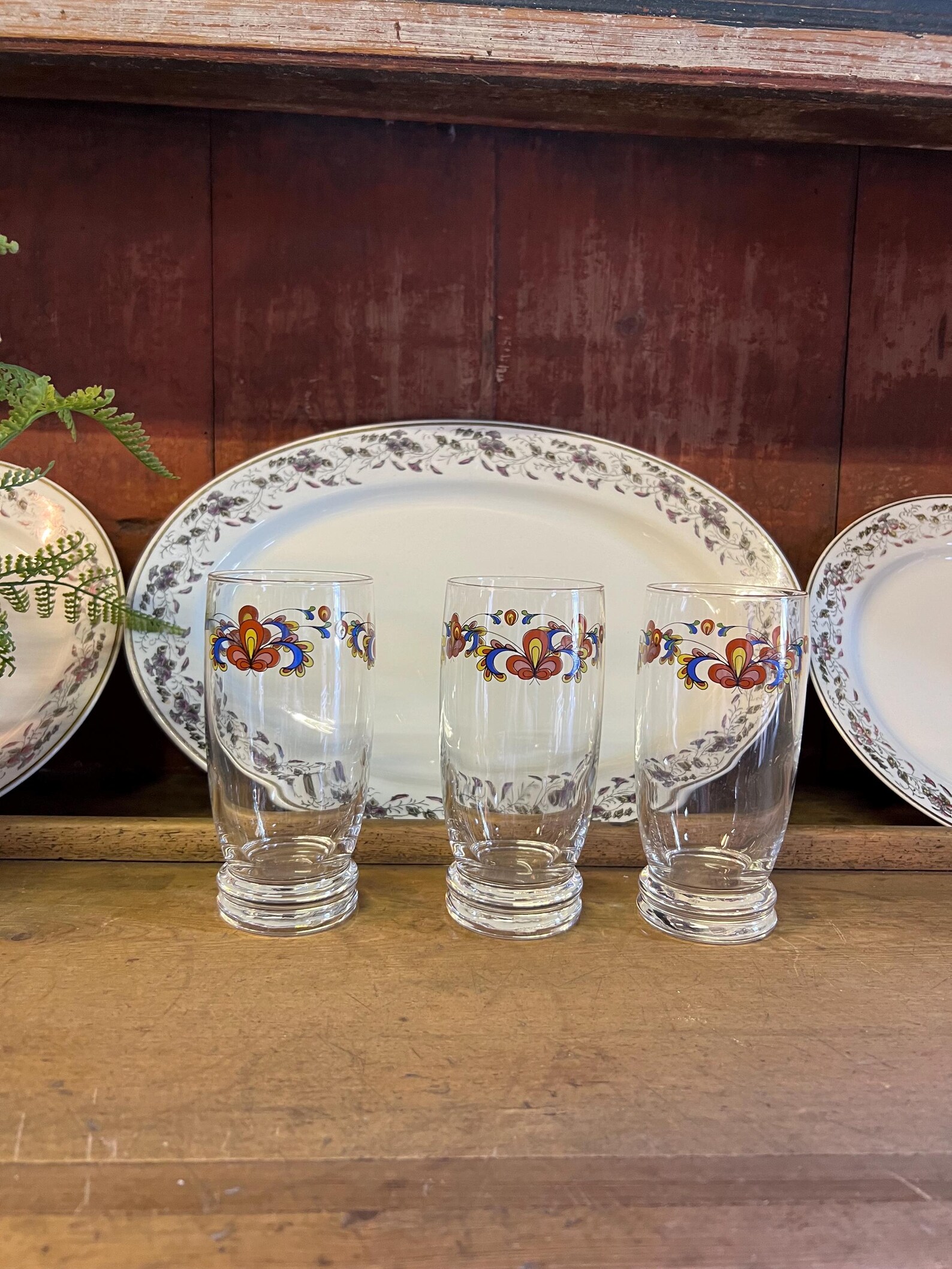 RARE 11 Pc "farmers Rose" Drinking Glass / Milk / Beer Glass Norwegian ...